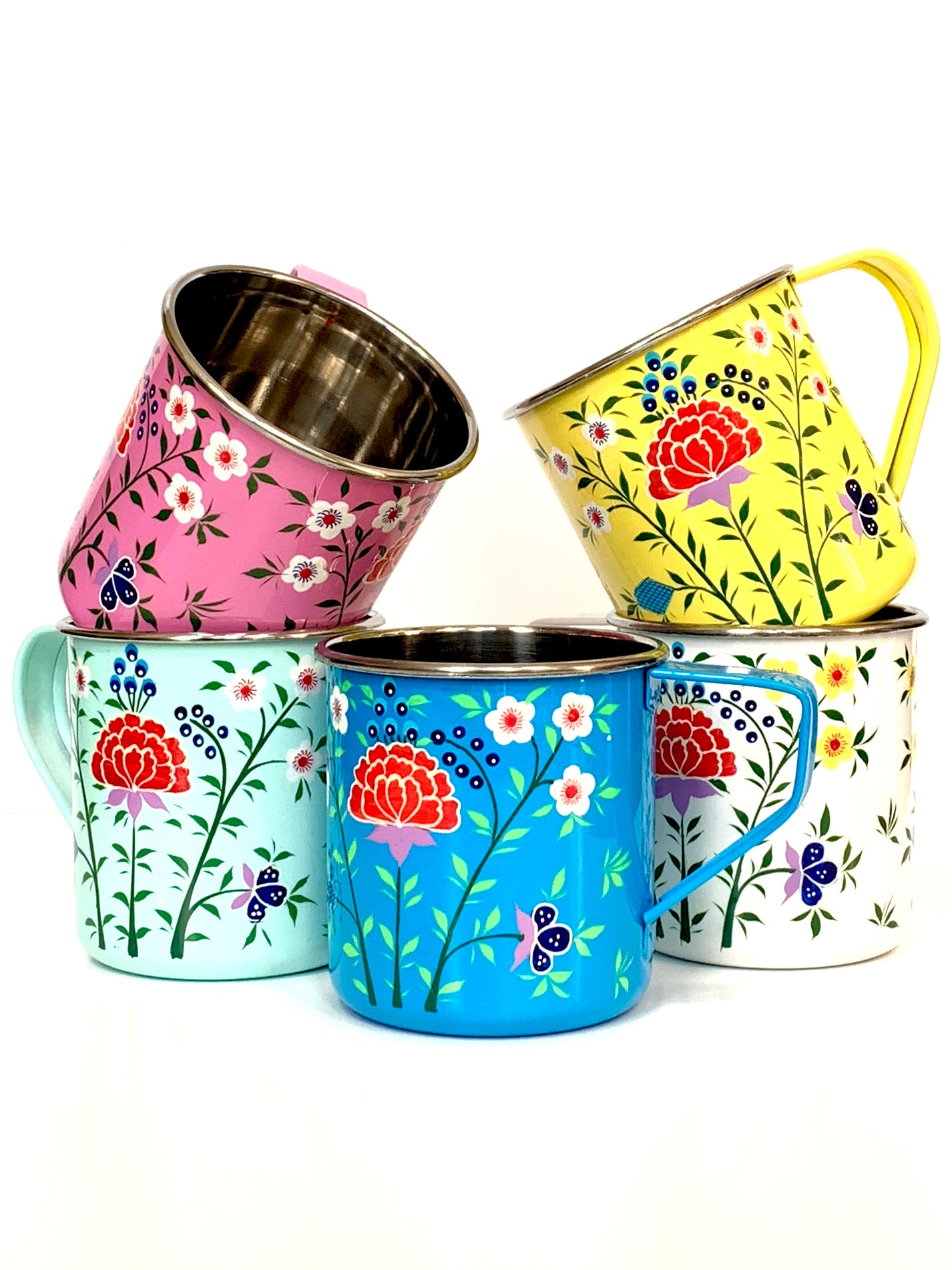 Enamelware Mug, Hand-Painted - Spring Flower Design – Center Goods