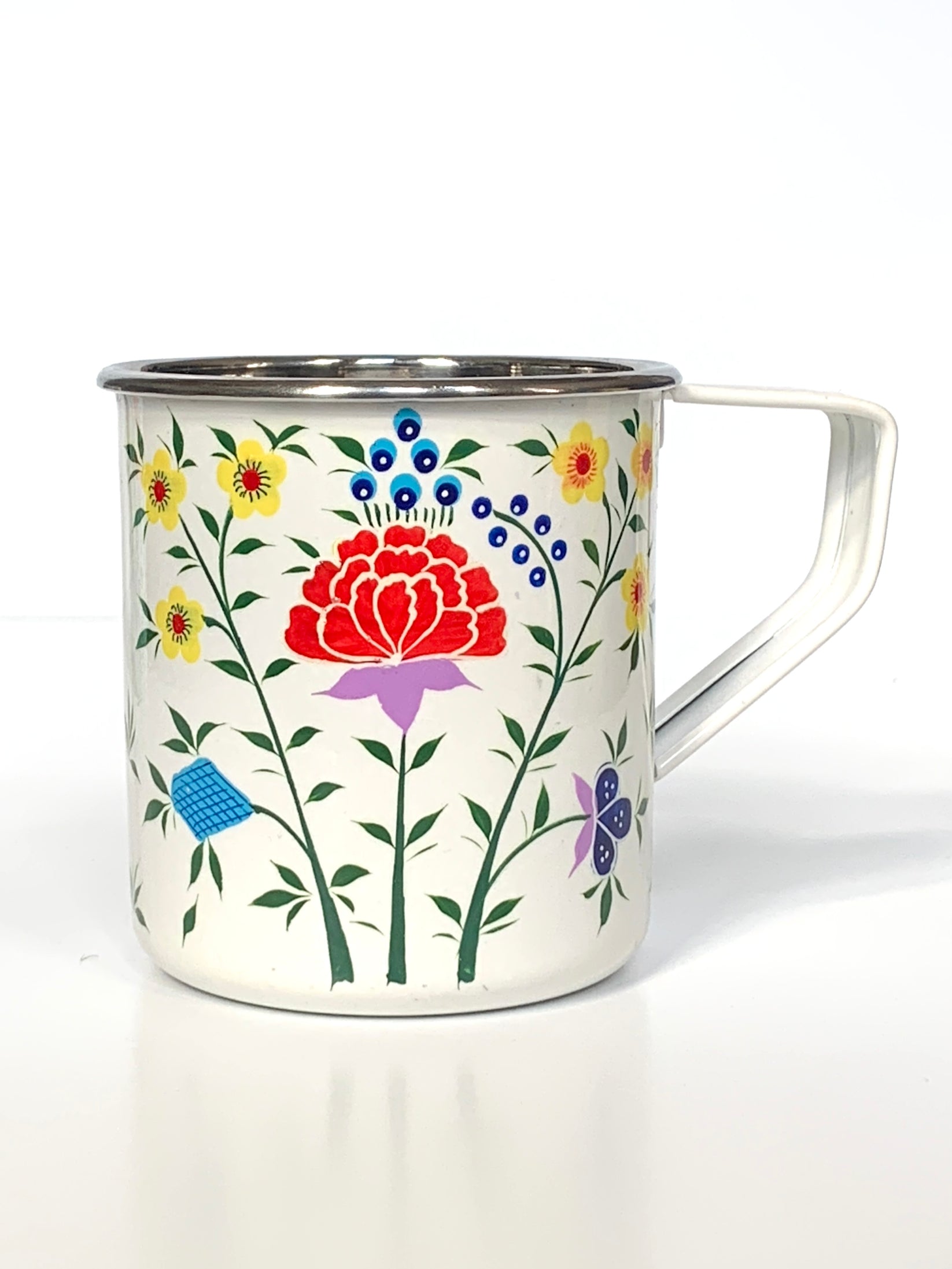 Enamelware Mug, Hand-Painted - Spring Flower Design – Center Goods