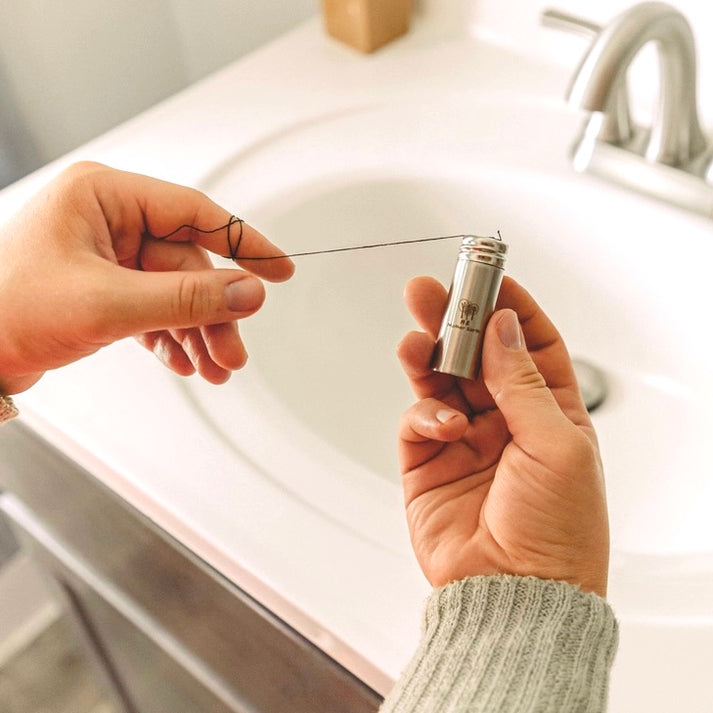Vegan Bamboo Floss in Stainless Steel Dispenser – Center Goods